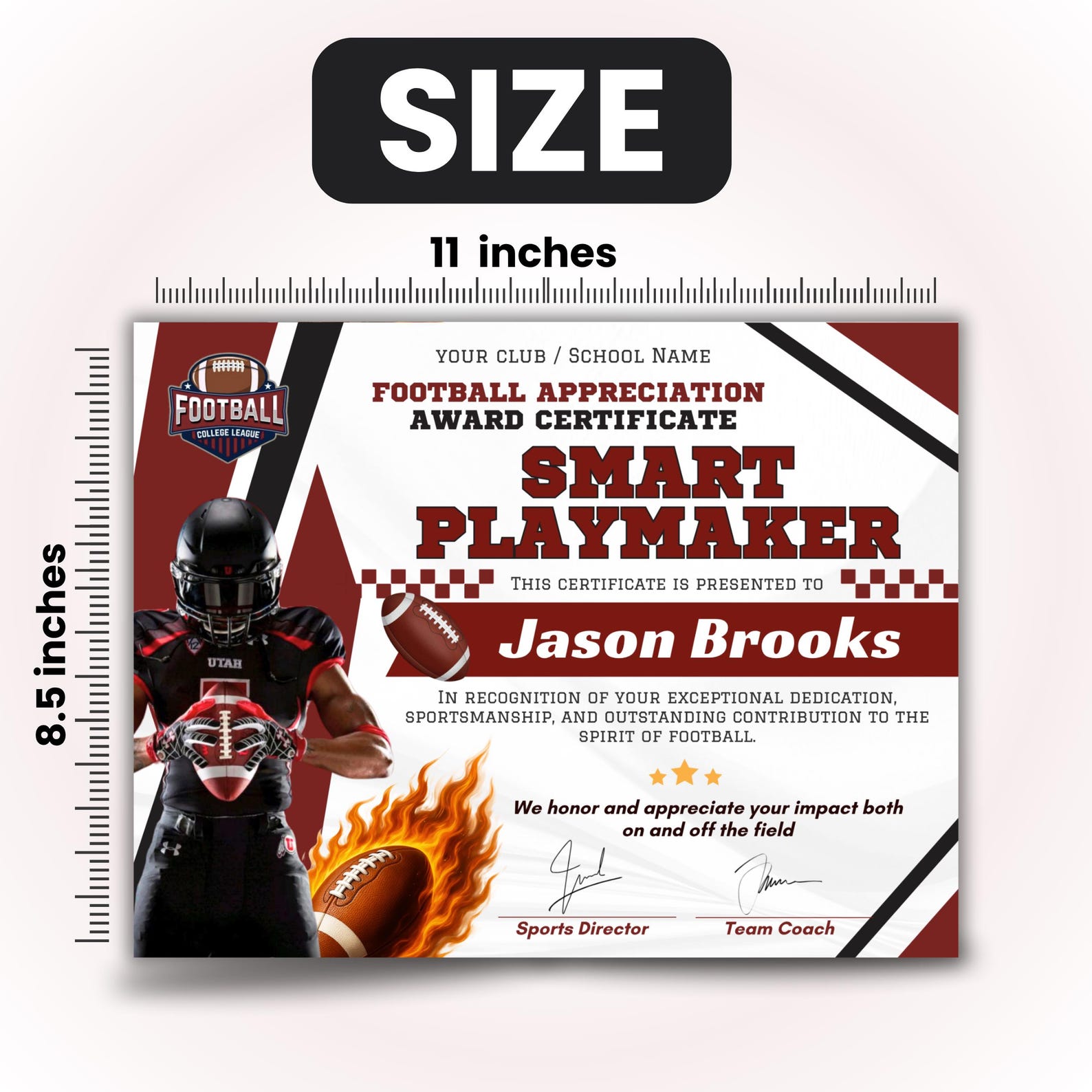 Editable Football Award Certificate Templates Bundle, Printable ...