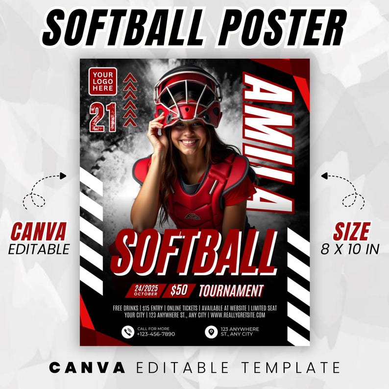 Softball Poster Canva Template, Senior Banner, Memory Mate ,editable ...