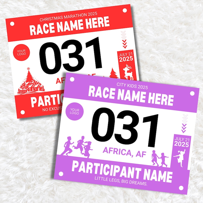 Race Bibs Template, Custom Race Bib, Printable Racing Bib, Running Race ...