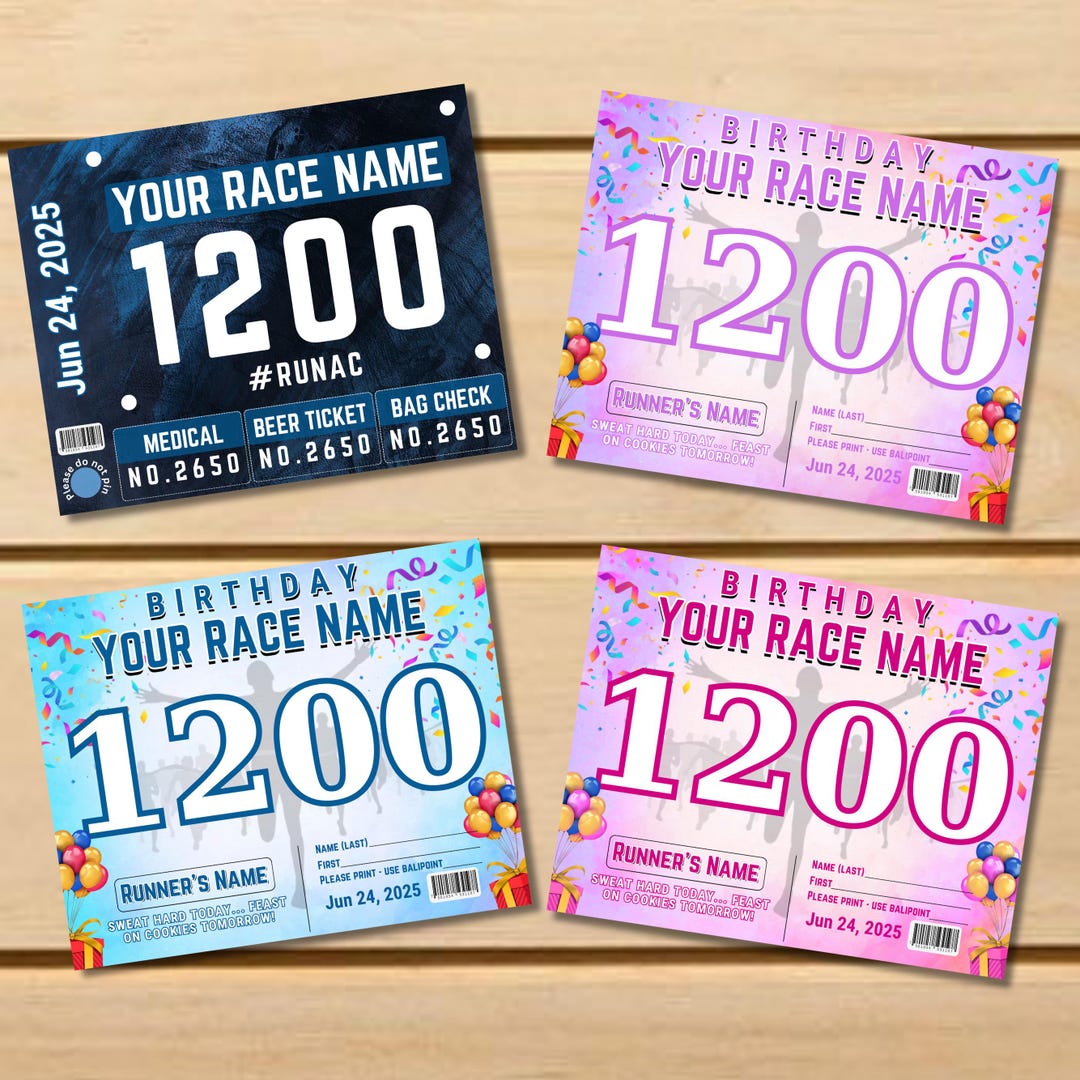 Race Bibs Template,birthday Race Bib,printable Racing Bib,running Race ...