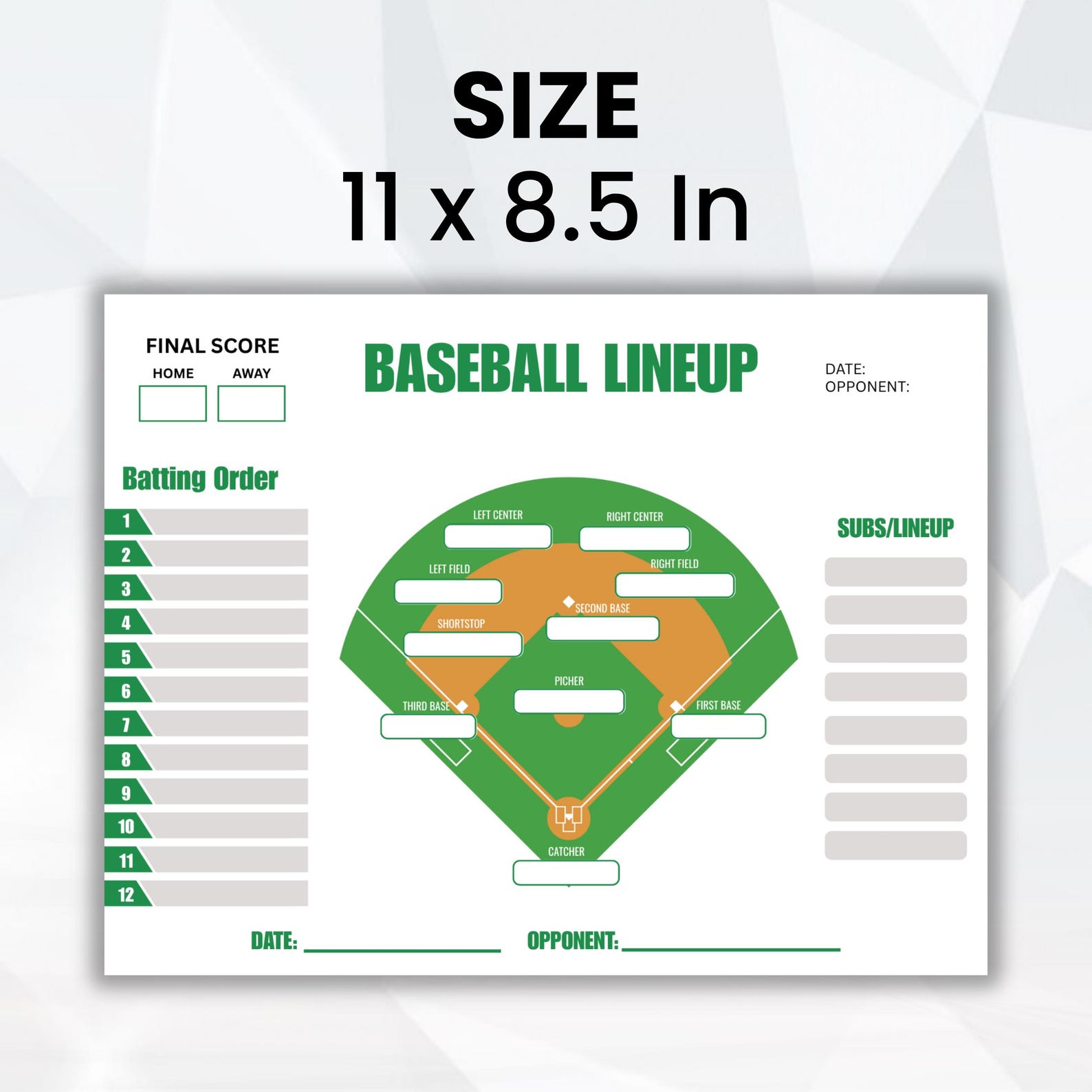Editable Baseball Lineup,softball Lineup,baseball Chart Cards,baseball ...