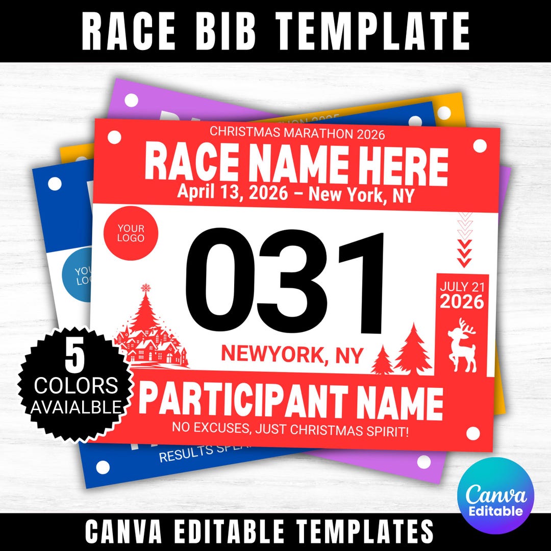 Race Bibs Template, Custom Race Bib, Printable Racing Bib, Running Race ...