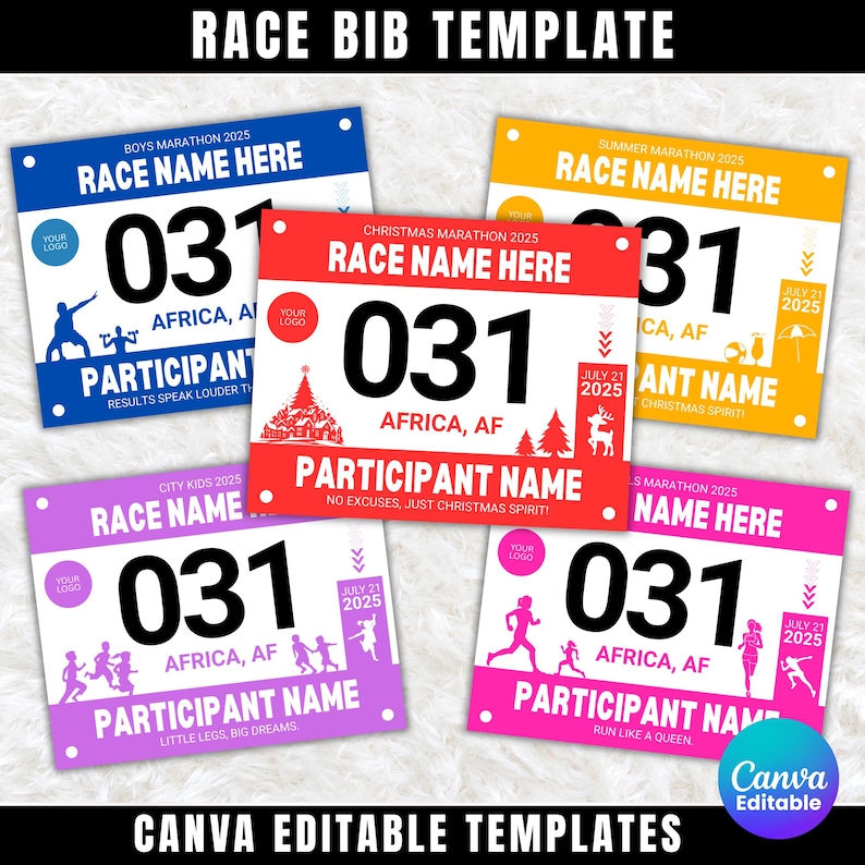 Race Bibs Template, Custom Race Bib, Printable Racing Bib, Running Race ...