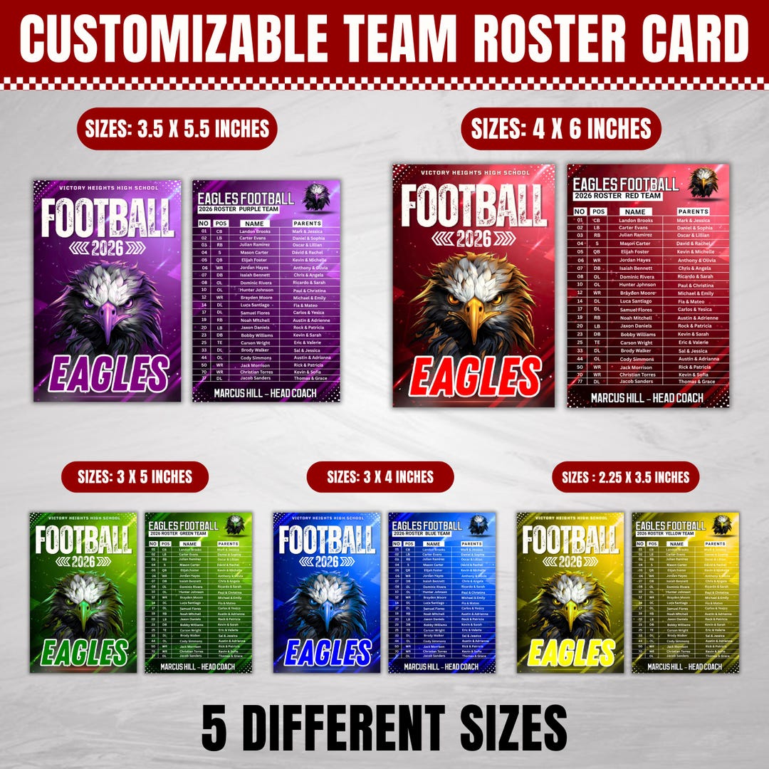 Team Roster Card Templates, Editable Sports Roster Sheet, Sport Team ...