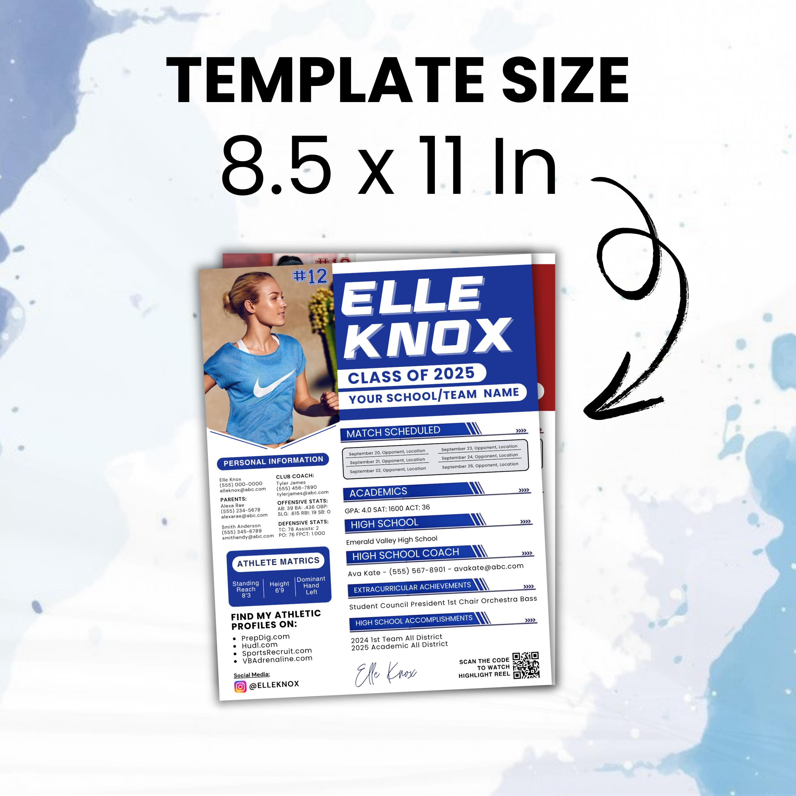 Sports Profile Sheet Template, Athlete Player Profile Sheet Resume ...