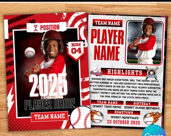 Baseball Card Canva Template, Editable Baseball Trading Card, Sports ...