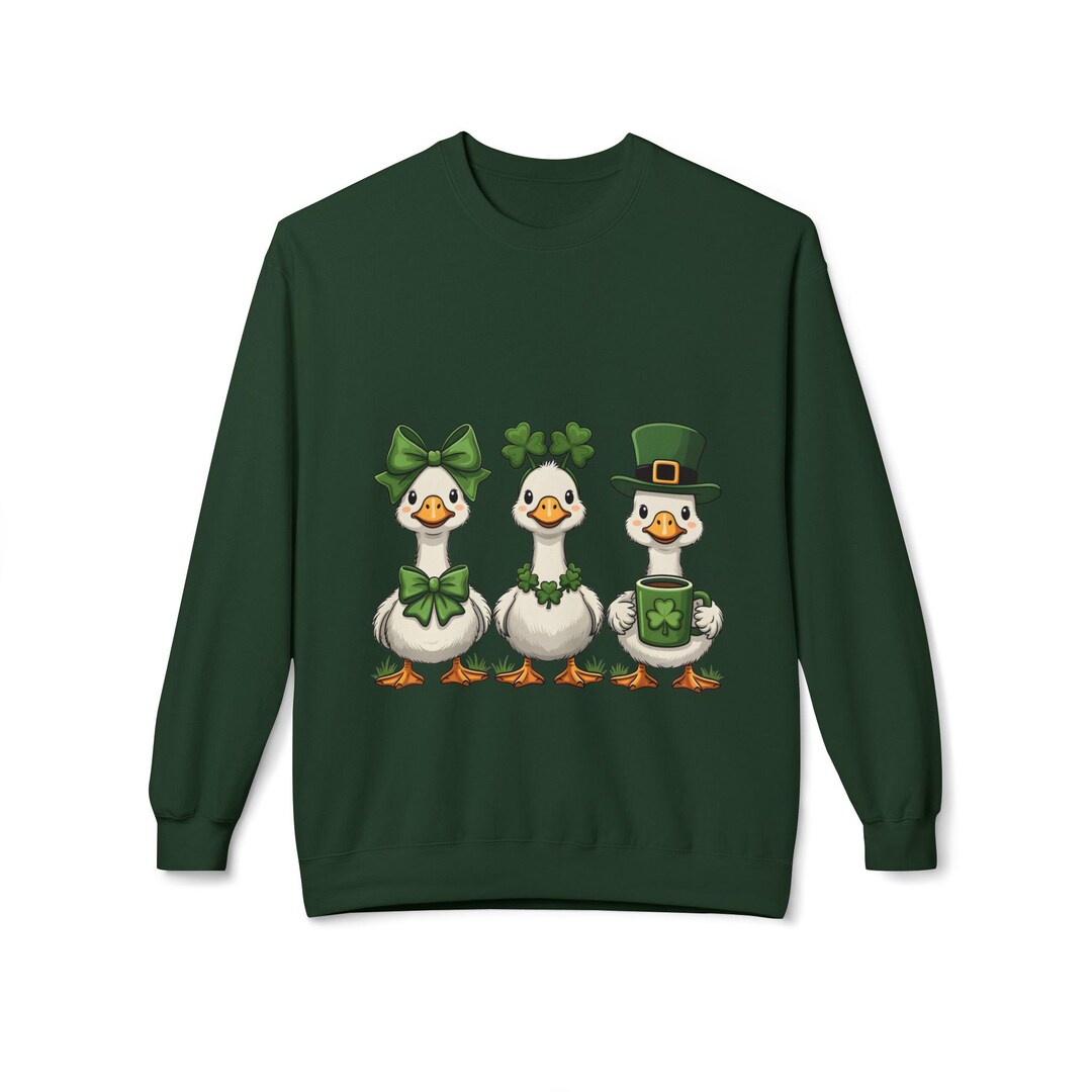 Three Ducks in St. Patrick's Day Attire Sweatshirt | Irish Clover Trio ...