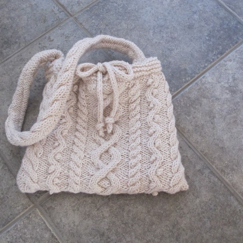 Wool Cable Knit Shoulder Bag in Winter White | Etsy