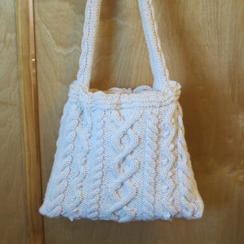 Wool Cable Knit Shoulder Bag in Winter White | Etsy