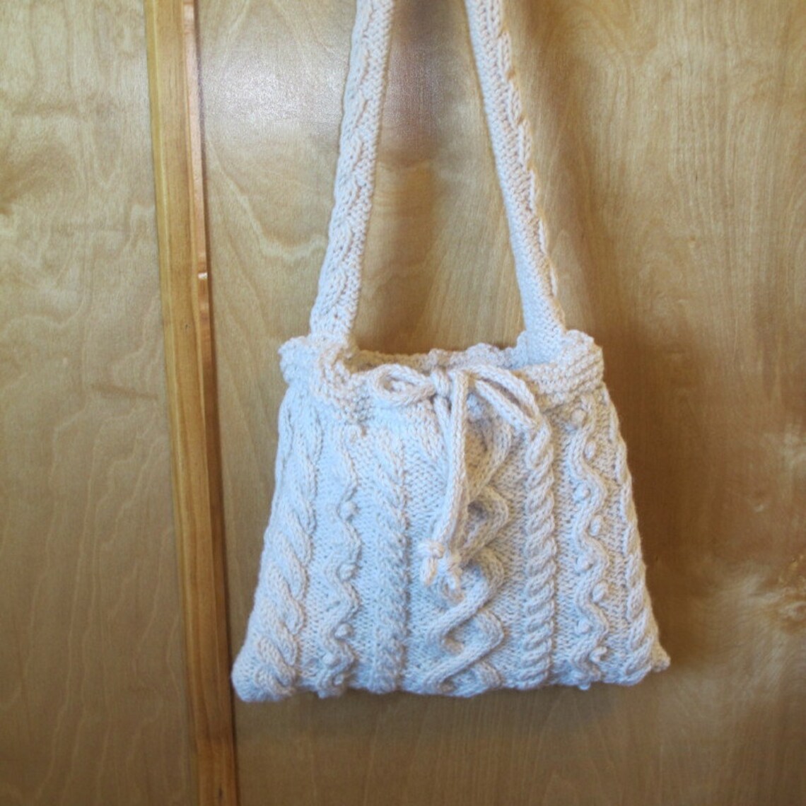 Wool Cable Knit Shoulder Bag in Winter White | Etsy