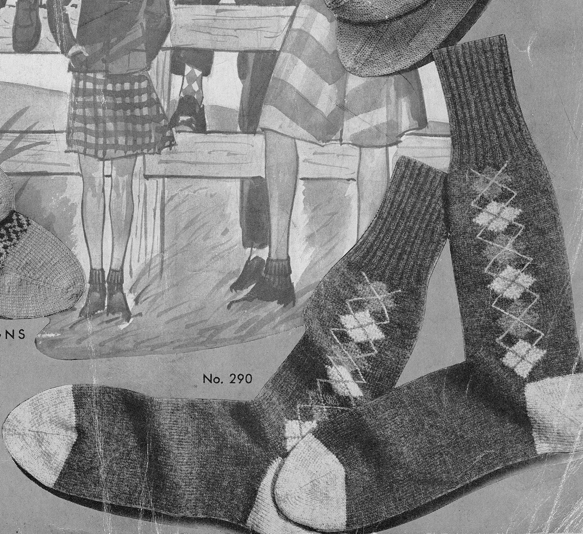 Men's Argyle Sock, Vintage Sock Pattern From Beehive Hand Knits, PDF ...