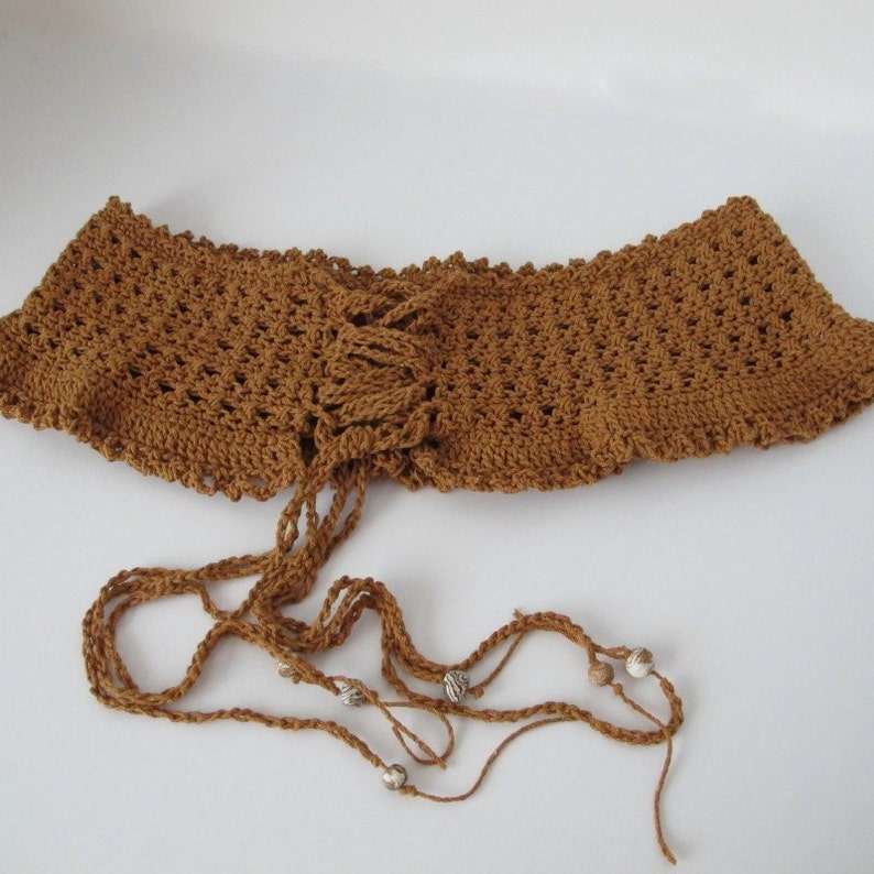 On Sale Ruffled Corset Belt in a Mocha Brown Cotton-silk - Etsy