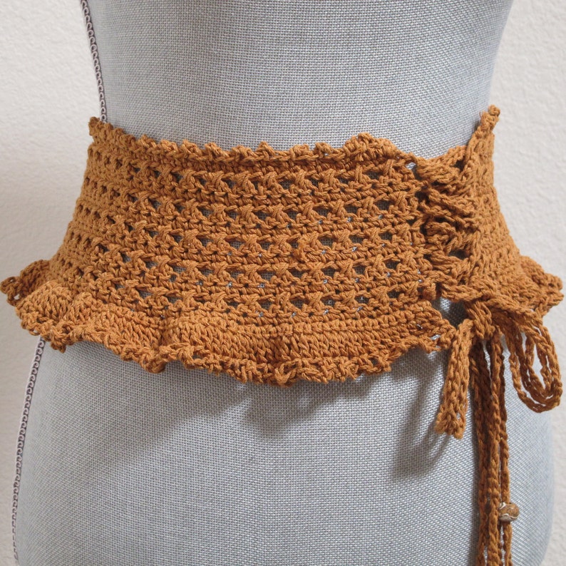 On Sale Ruffled Corset Belt in a Mocha Brown Cotton-silk - Etsy