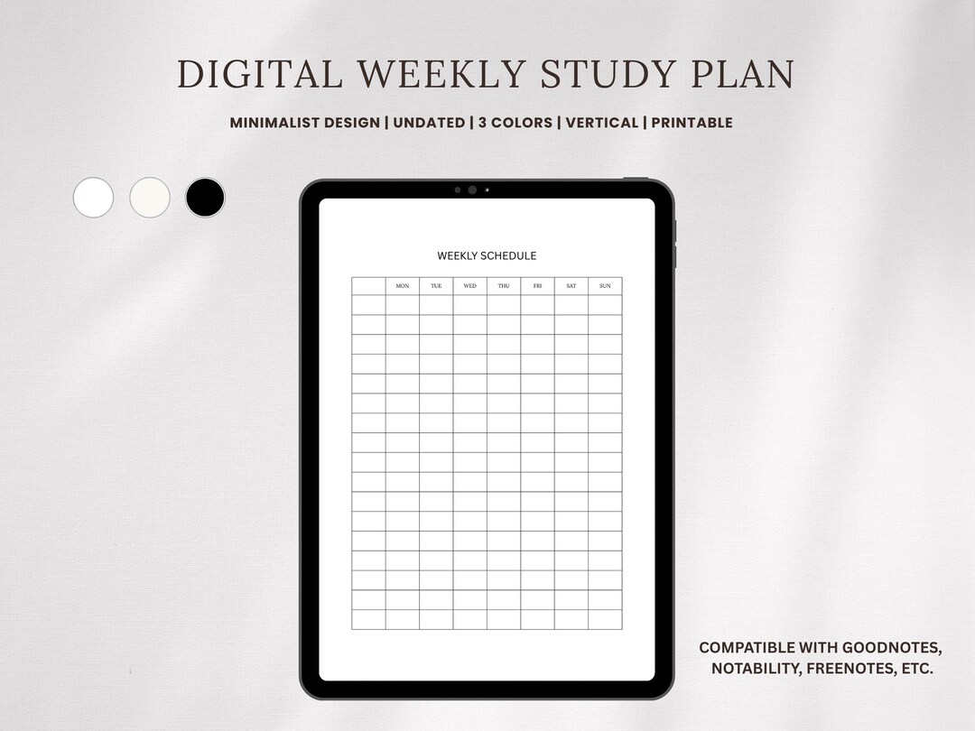 Digital Weekly Study Planner Template, Time Management (PDF Template ...