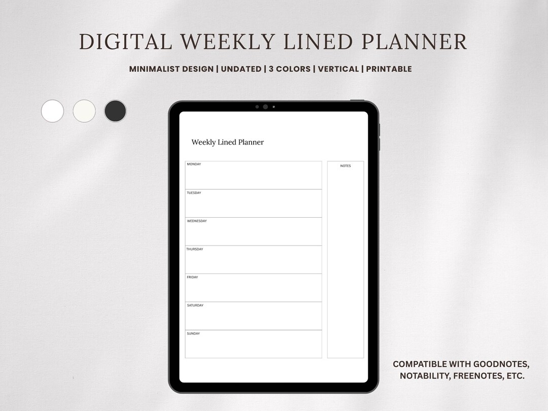 Digital Weekly Planner: Lined Journal Template for Goodnotes ...