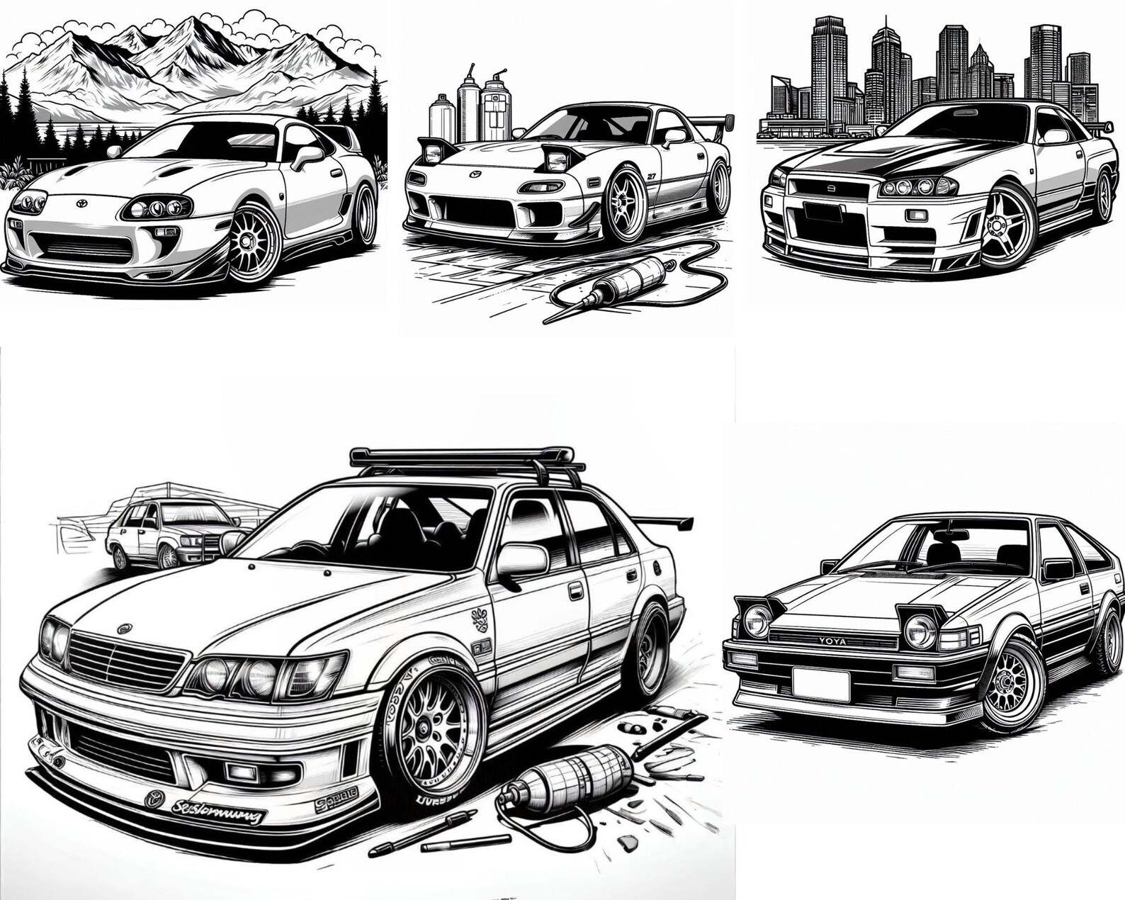 JDM Legends Coloring Pack – 5 Cool Cars for Kids - Etsy