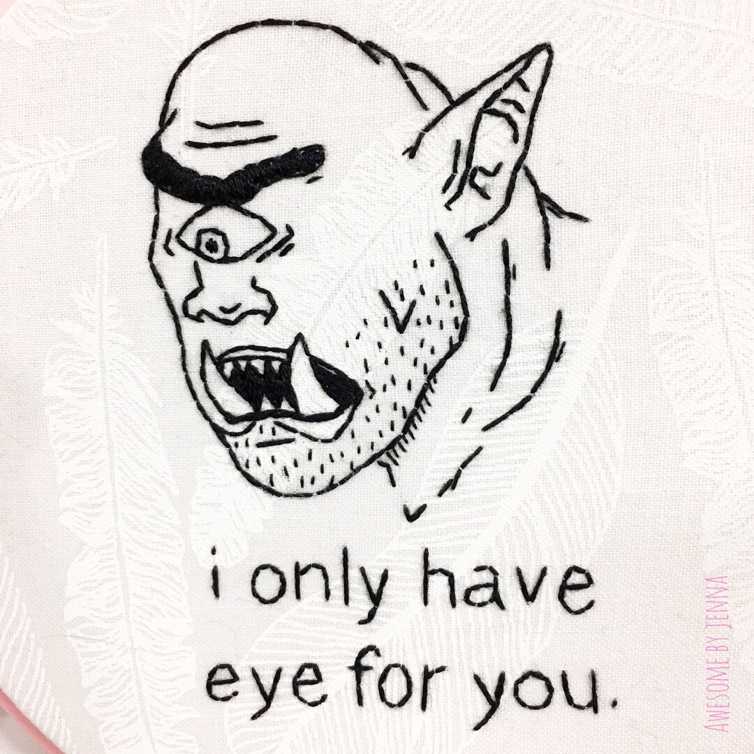 Handmade 4” Hoop Cyclops Embroidered Home Decor Wall Hanging Funny ...