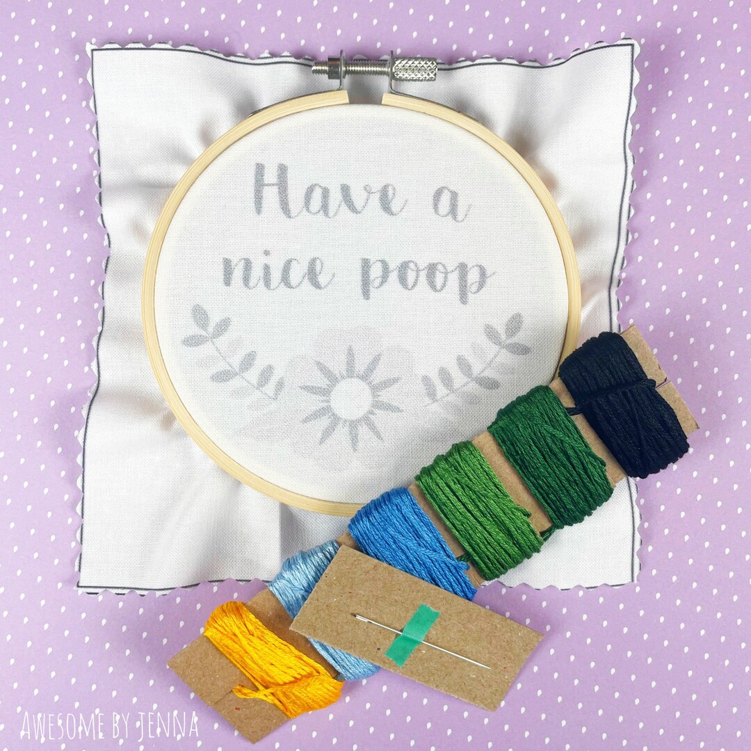 DIY Hand Embroidery Kit Have A Nice Poop Funny Embroidery Kit for ...