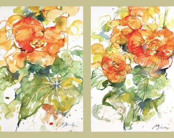 Diptych No.14 Flowers Limited Edition of 50 Fine Art Giclee - Etsy