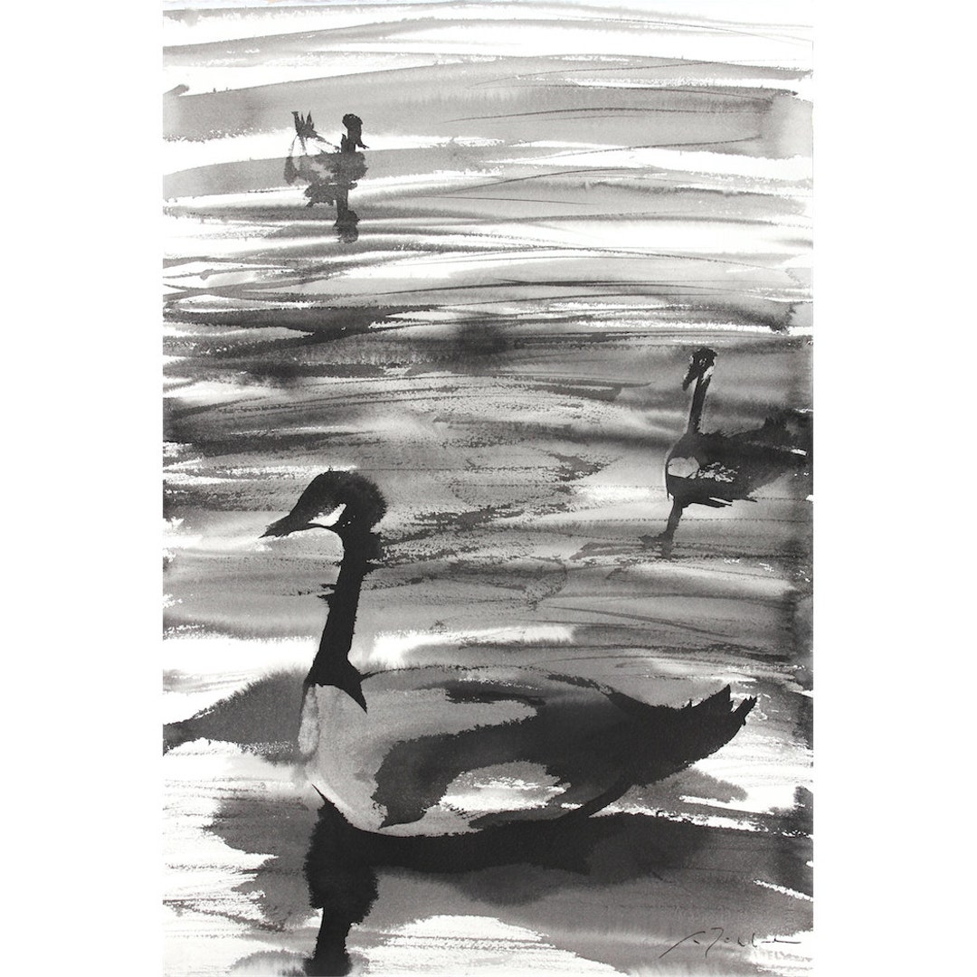 15x22 Grid Series No.11 Ducks in a Pond 1 of 8 Original - Etsy