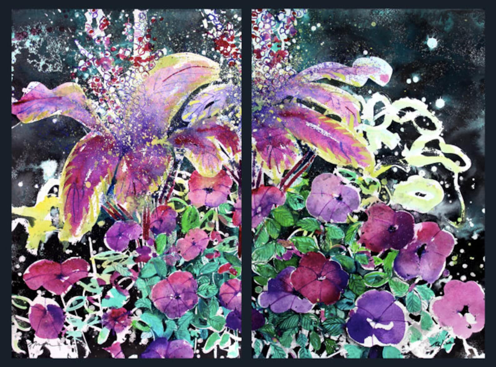 Diptych No.23 Flower Limited Edition of 50 Fine Art Giclee - Etsy