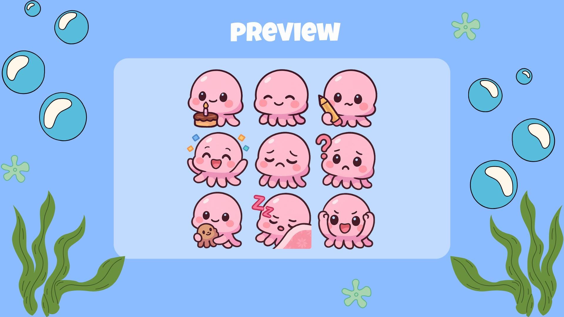Cute Jellyfish Emote Pack – Chibi Twitch & Discord Emotes – Kawaii ...