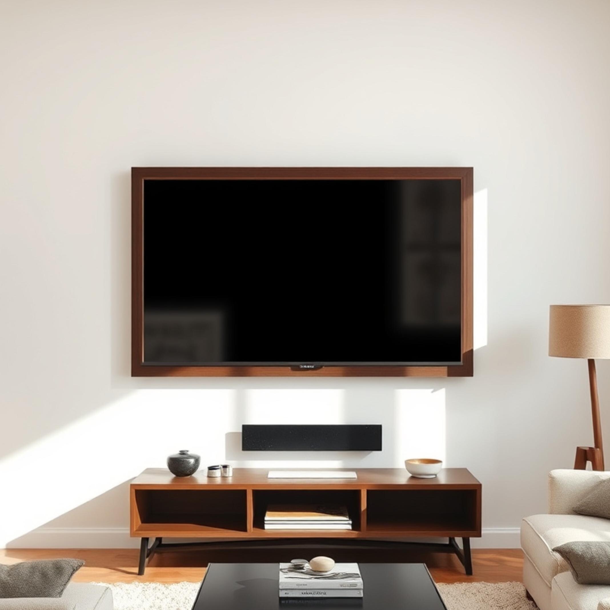Wood Frame TV Frame, Mounted TV Frame, Handmade TV Frame, Modern Living ...
