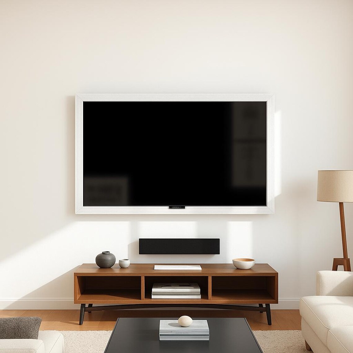 Wood Frame TV Frame, Mounted TV Frame, Handmade TV Frame, Modern Living ...