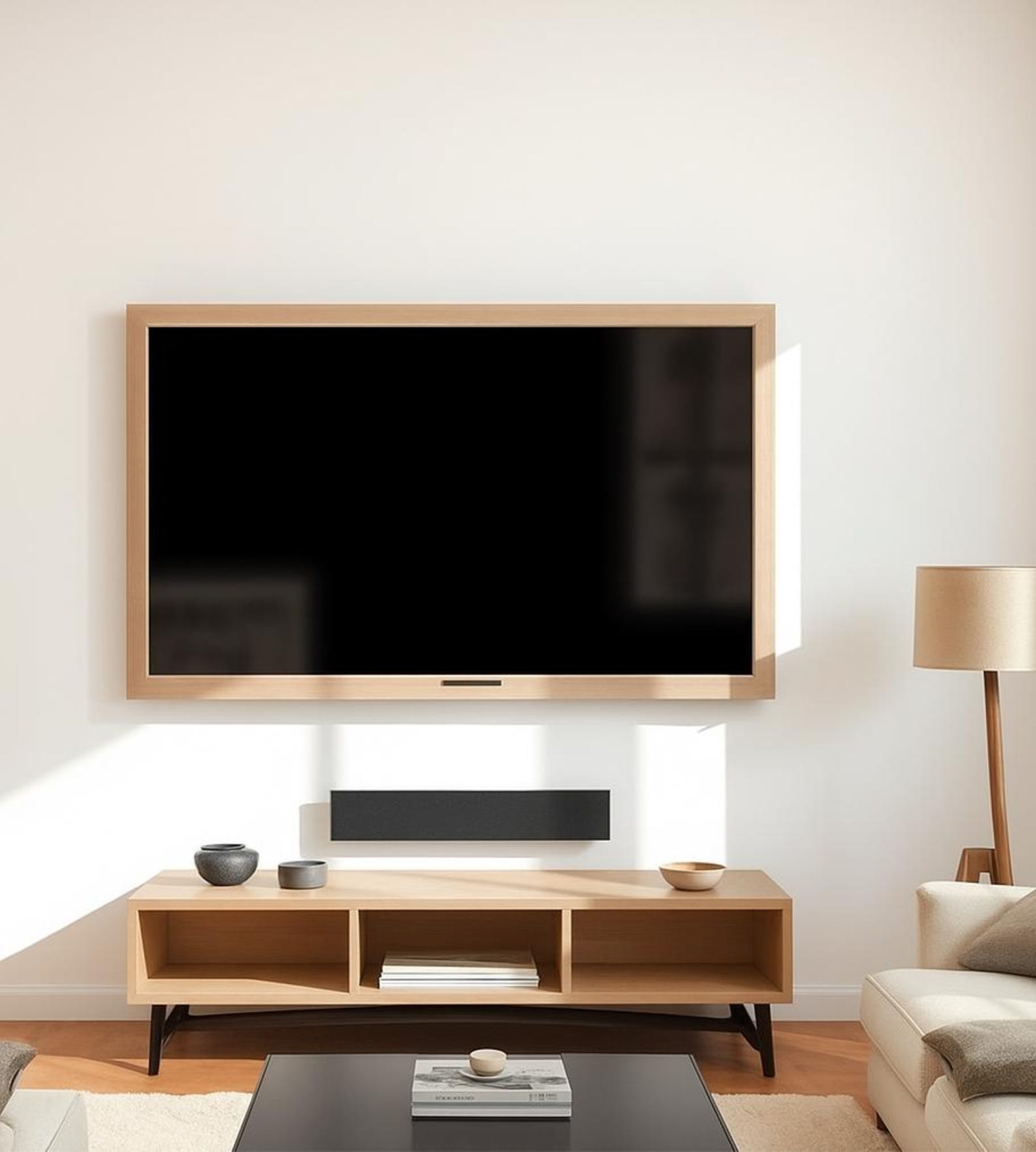 Wood Frame TV Frame, Mounted TV Frame, Handmade TV Frame, Modern Living ...