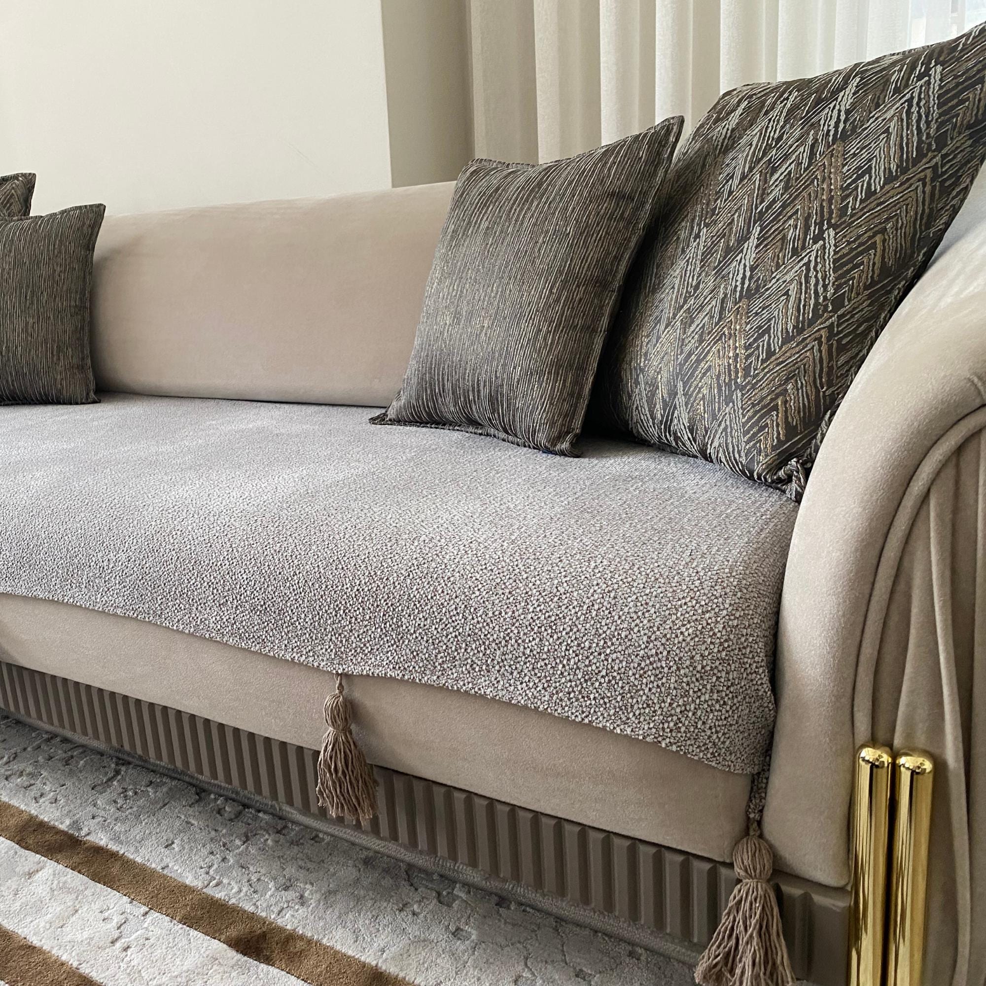 Luxury Handmade Sofa Cover, Stylish Upholstery Fabric Sofa Topper ...