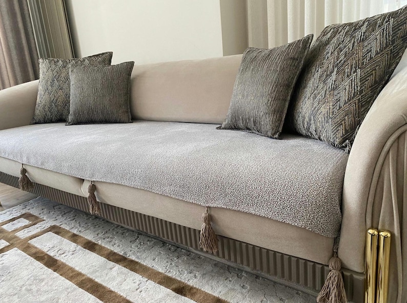 Luxury Handmade Sofa Cover, Stylish Upholstery Fabric Sofa Topper ...