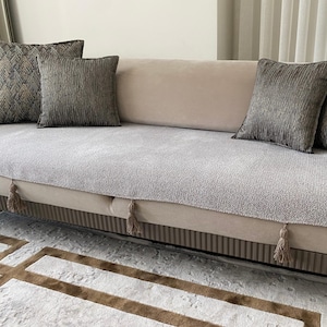 Luxury Handmade Sofa Cover, Stylish Upholstery Fabric Sofa Topper ...