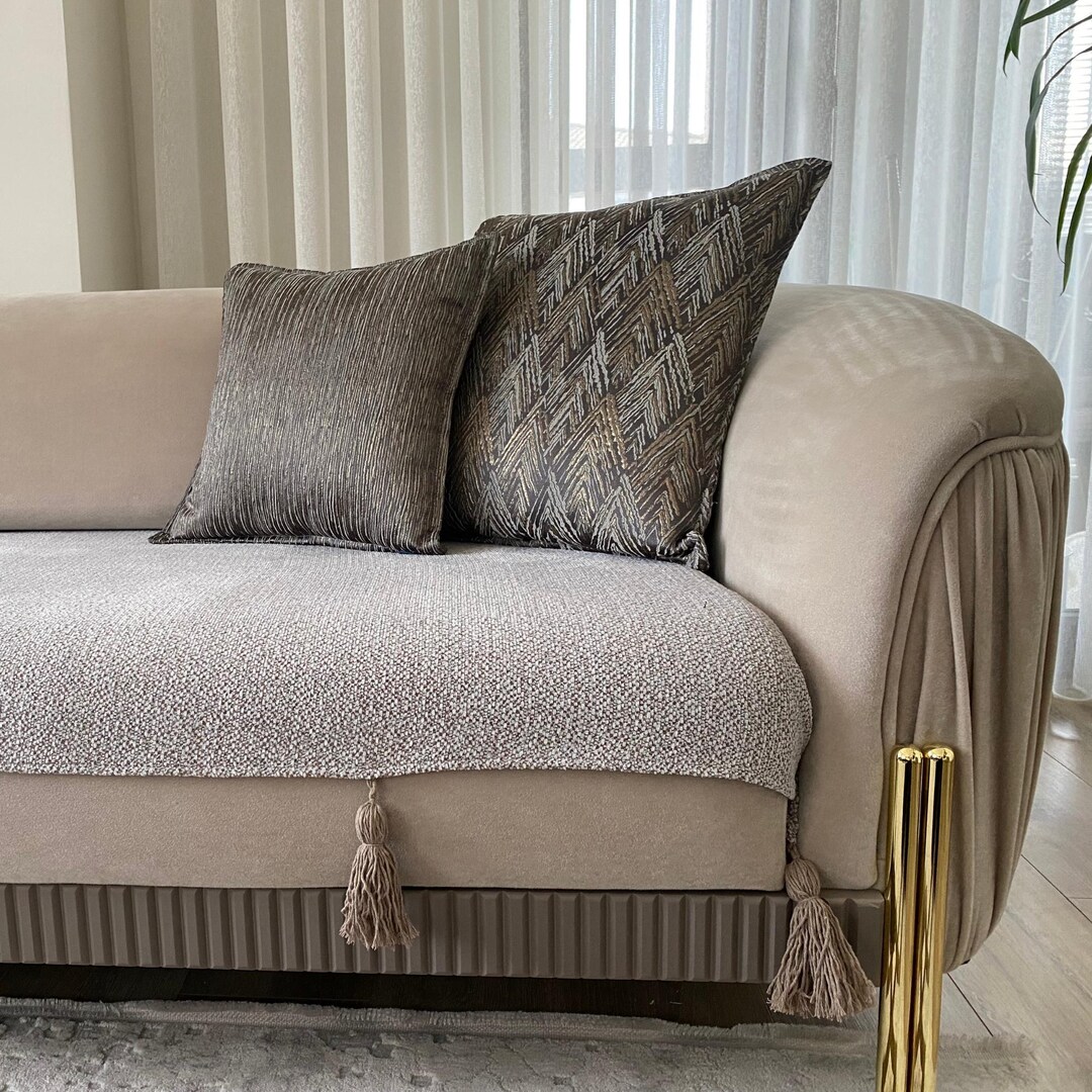 Luxury Handmade Sofa Cover, Stylish Upholstery Fabric Sofa Topper ...