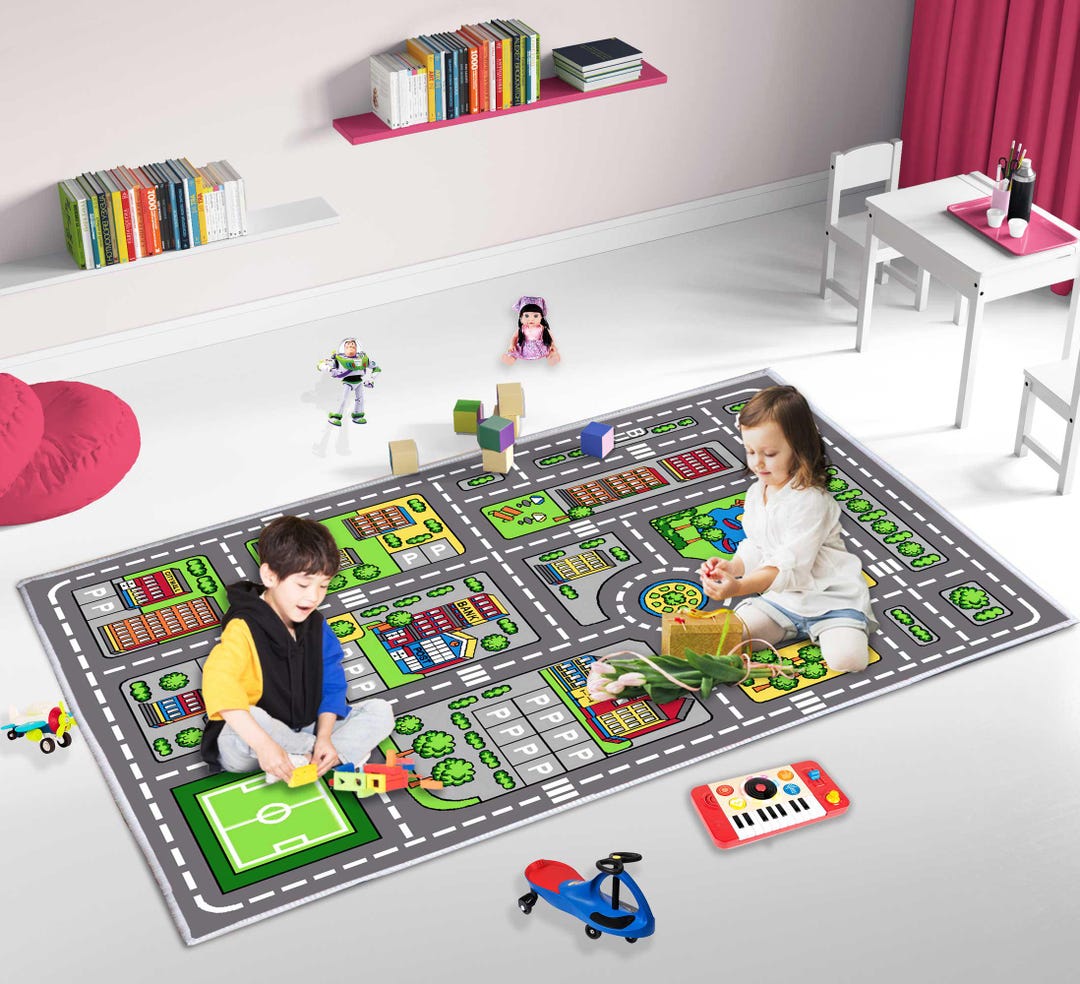City Roads Play Rug: Kids Car Town Traffic, Machine Washable - Etsy