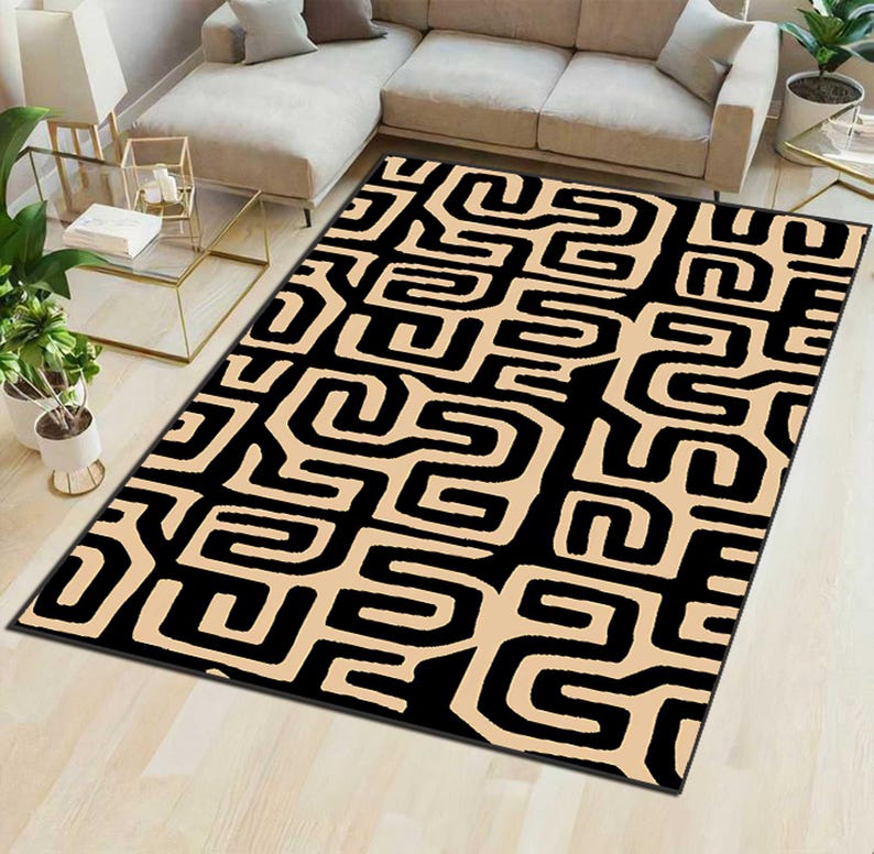 African Mask Pattern Rug - African Rug - Safari Ethnic Floor Art ...