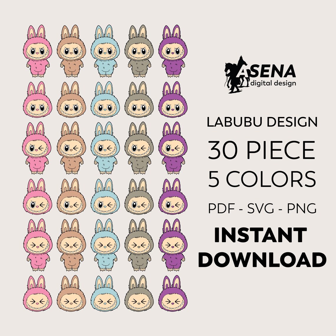 Labubu Designs SVG Bundle, Labubu Clipart, Labubu PNG, Cute Labubu ...