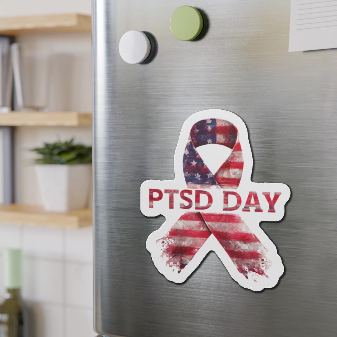 PTSD Awareness Day USA Flag Die-cut Magnet, Mental Health Support Gift ...