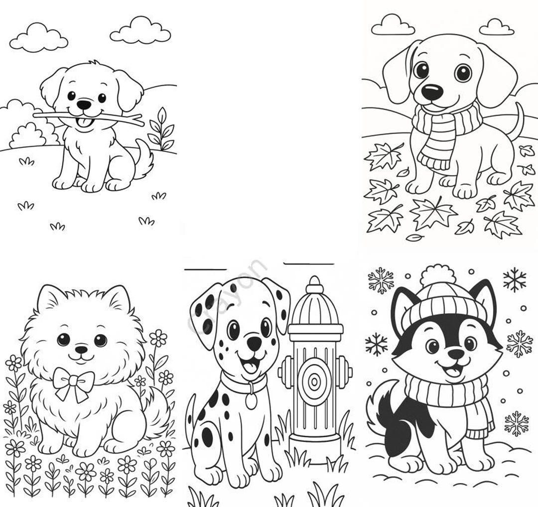 Cute Dog Coloring Book for Kids – Printable Puppy PDF | Fun Activity ...