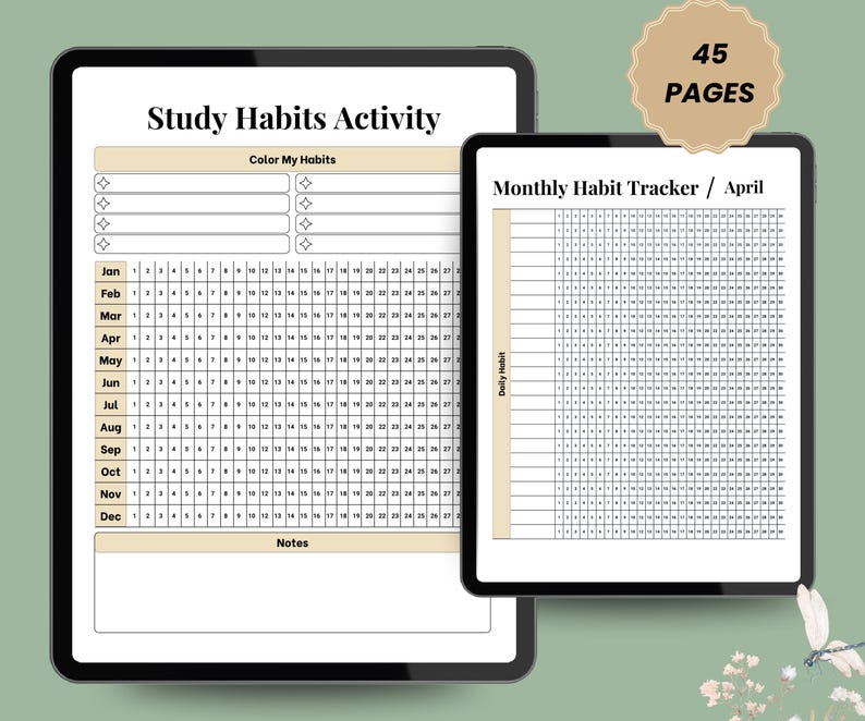Printable Habit Tracker Planner|45-page Digital Habit Journal|undated ...