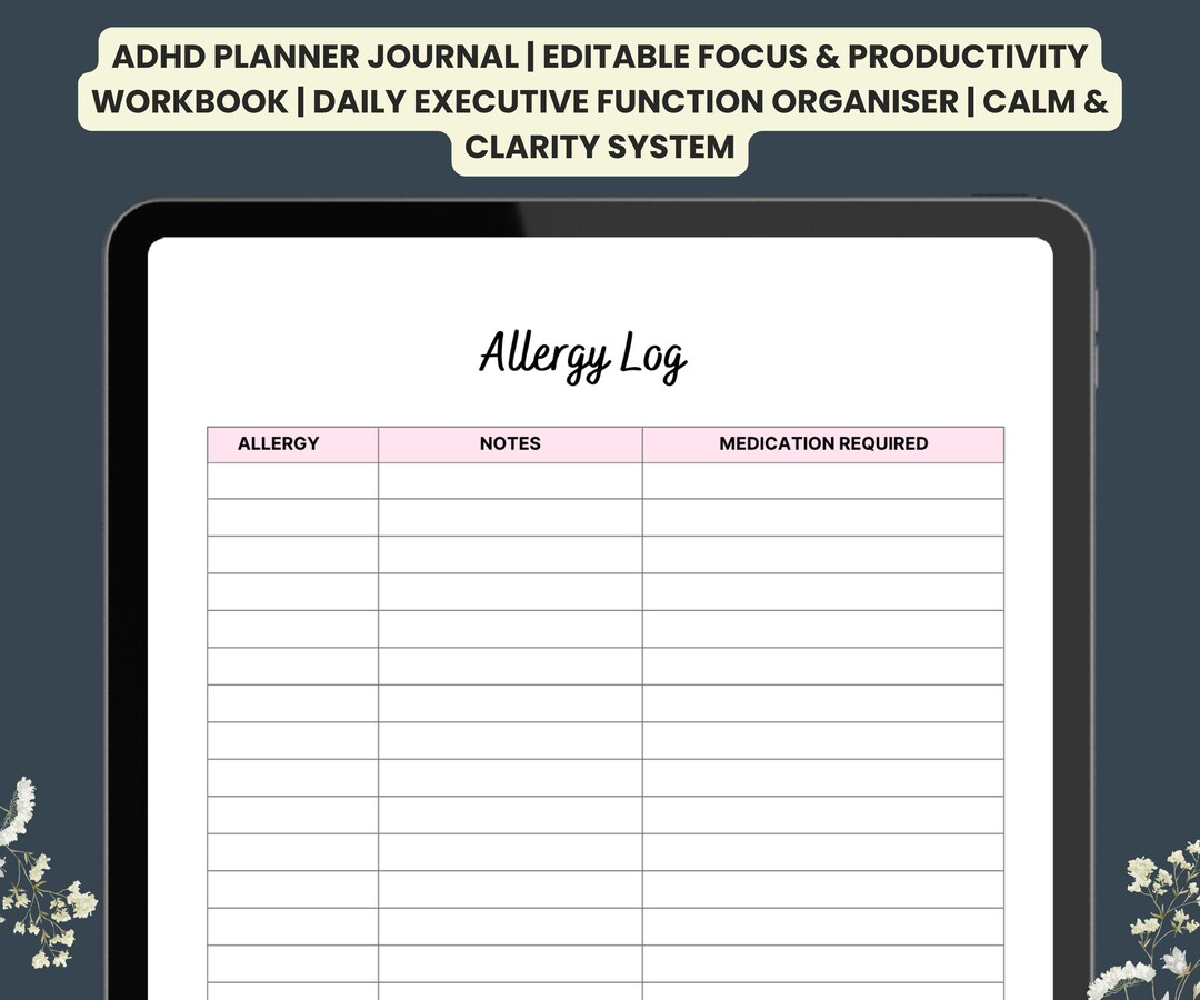 ADHD Planner Journal|59-page Printable Executive Function Workbook ...