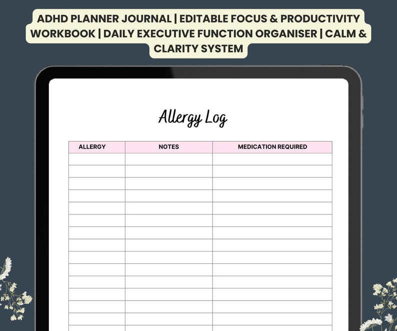 ADHD Planner Journal|59-page Printable Executive Function Workbook ...