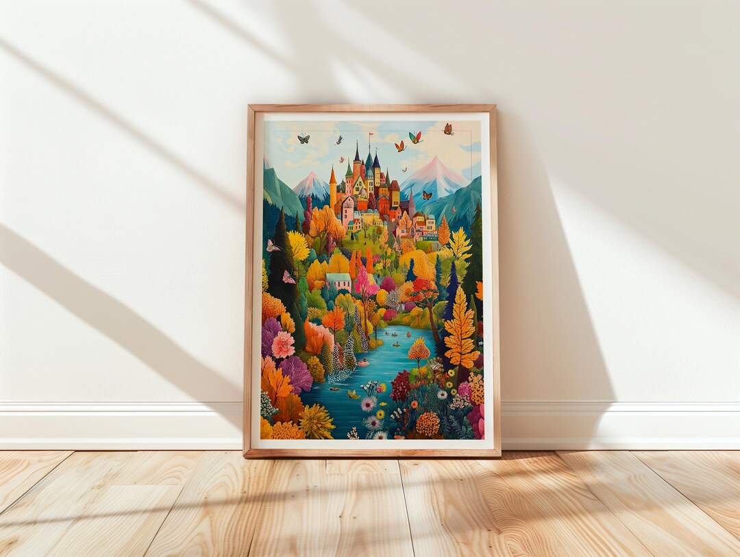 Colorful Fantasy Castle Wall Art | Brueghel Style Nature Print ...