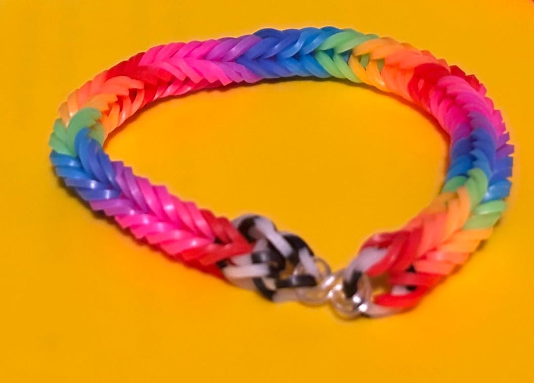 Rainbow Fishtail Loom Bracelet - Etsy