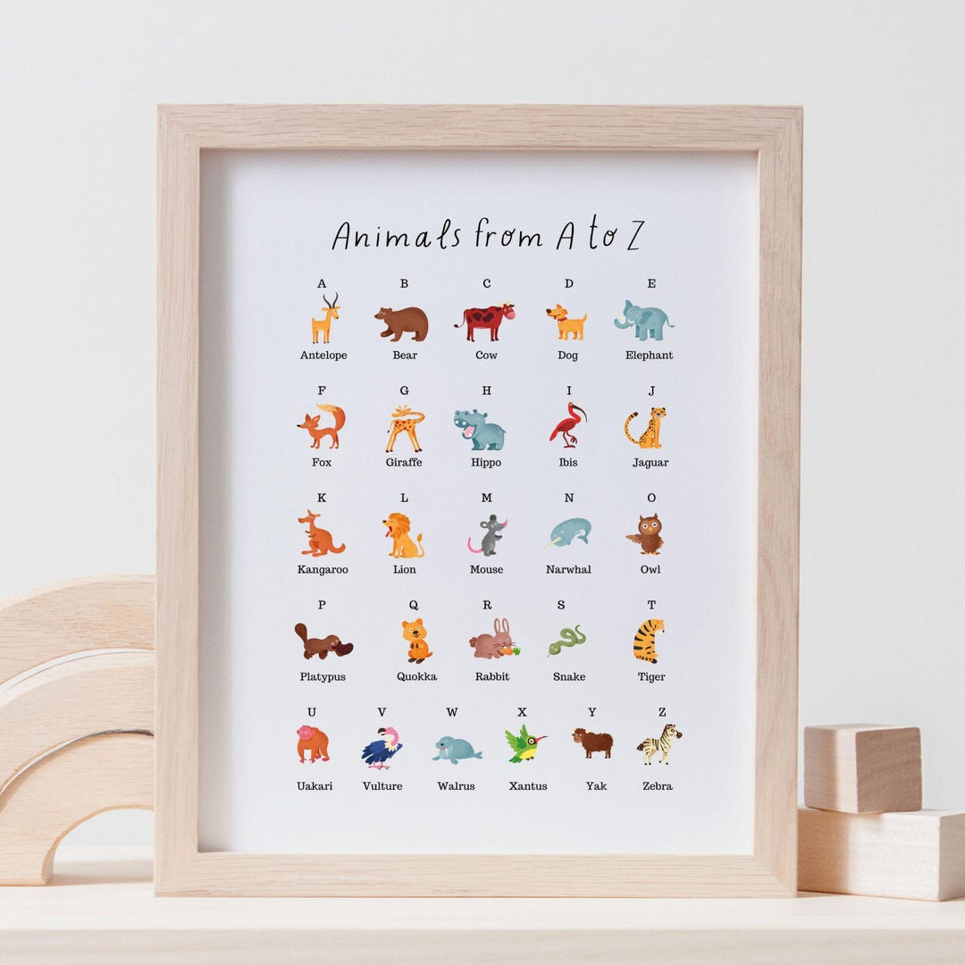 Animal Alphabet Wall Art Printable | A–Z Animals Nursery Decor ...