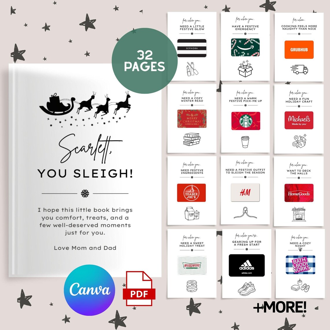 Printable Christmas Gift Card Book | “for When You” Pages | Editable ...