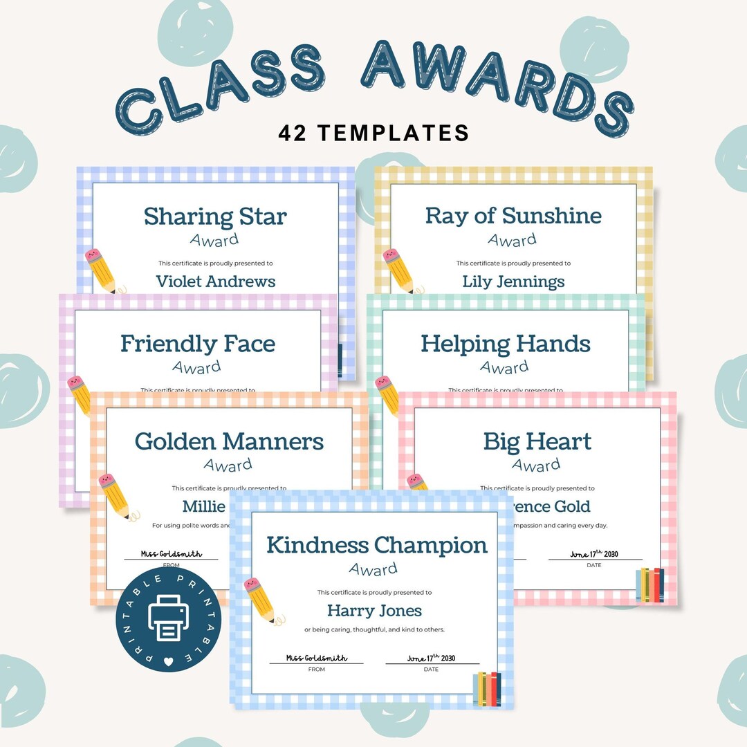 Editable Class Awards Certificates, 42 Canva Templates (PDF Download ...