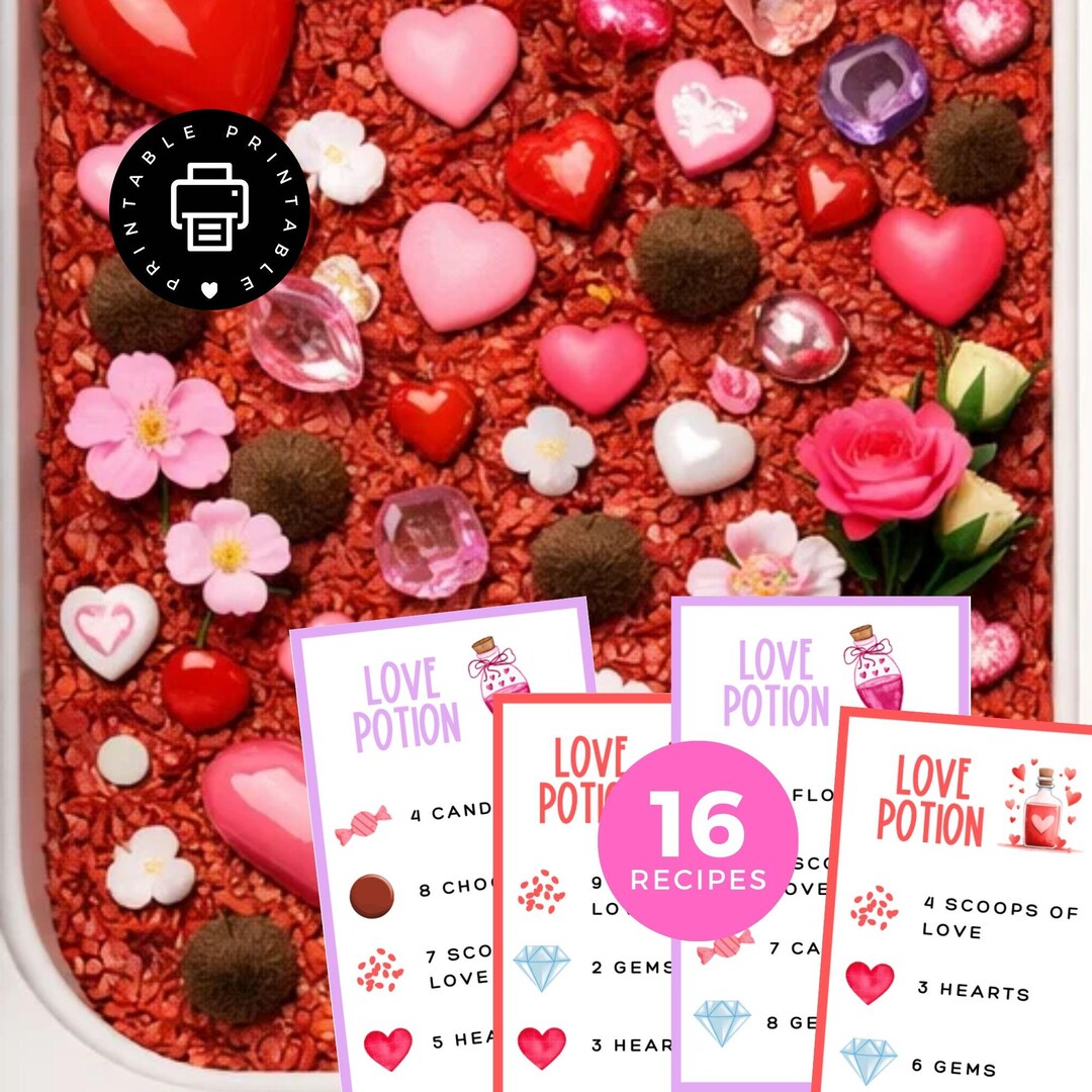 Valentines Day Sensory Bin Counting Cards | Love Potion Math Activity ...