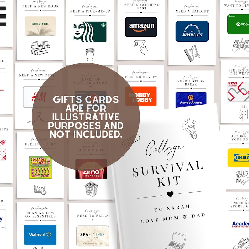 Printable College Survival Kit: Gift Card Holder Book (canva PDF) - Etsy