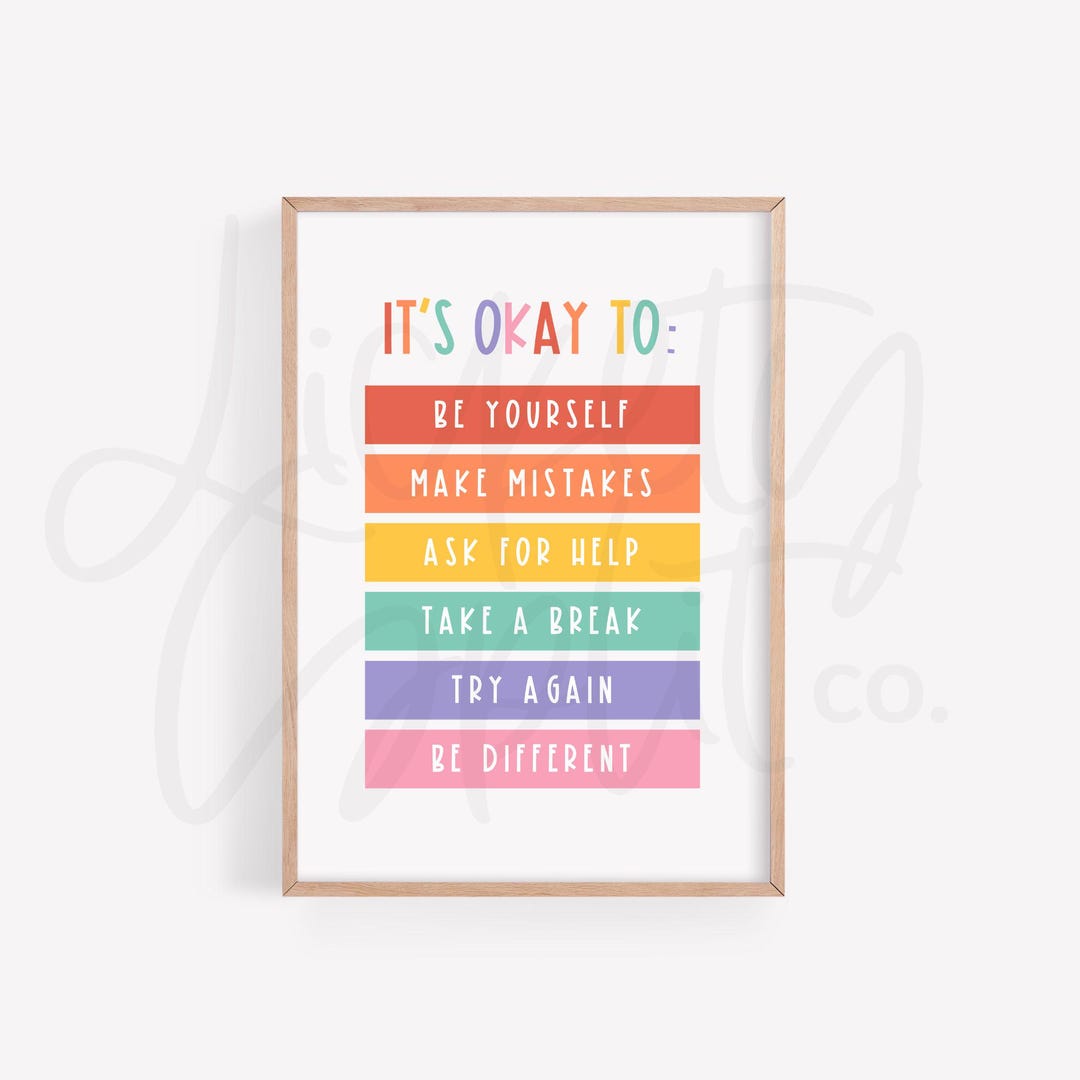 It's Okay to Poster: Kids Positive Affirmation Sign (printable) - Etsy