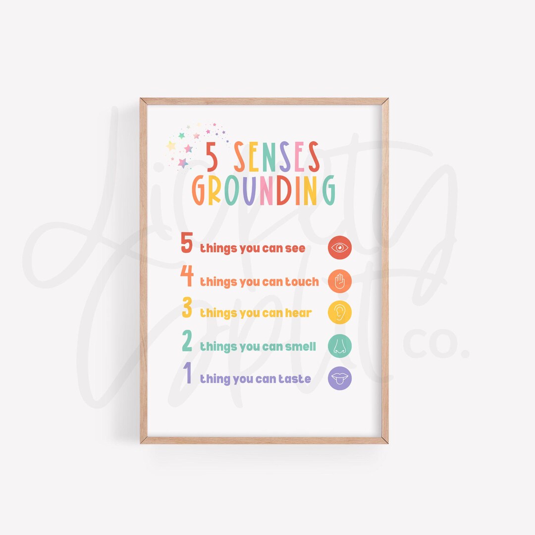 5 Senses Grounding Poster: Calming Mindfulness Tool (digital Download) - Etsy